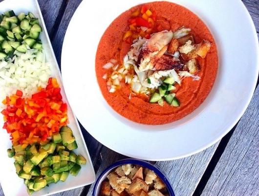 Foodista Recipes Cooking Tips And Food News Chilled Tomato Gazpacho Soup With Crab